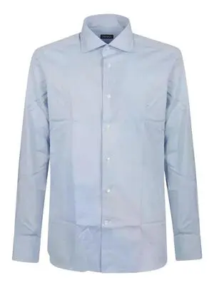 Zegna Point-collar Cotton Shirt - Blue
