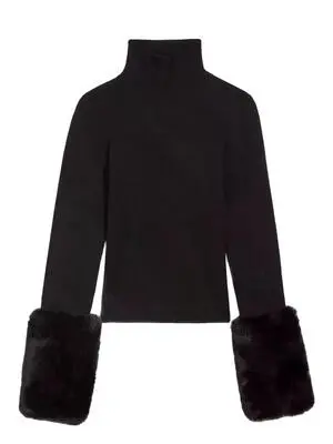 Apparis Faux-fur Trimmed Sweater - Black