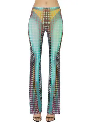 Jean Paul Gaultier Flared Printed Trousers - Blue