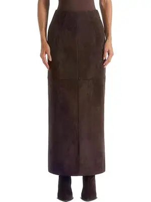 Manière De Voir Suede Maxi Skirt - Brown
