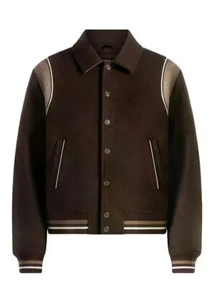 Manière De Voir Contrast Wool Varsity Jacket - Brown