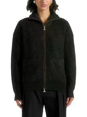 Manière De Voir Speckled Zip-fastening Cardigan - Black