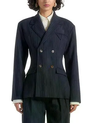 Manière De Voir Maia Pinstripe Blazer - Blue