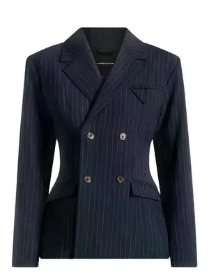 Manière De Voir Pinstripe Double Breasted Tailored Blazer - Blue