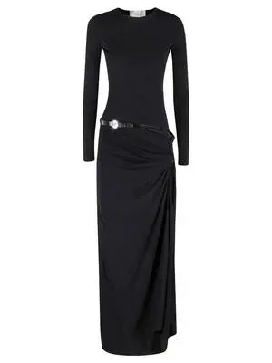 Coperni Long-sleeve Draped Maxi Dress - Black
