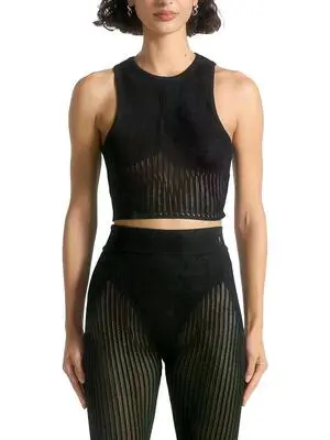 Manière De Voir Knitted Racer Crop Top - Black