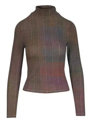 VERONICA BEARD Plaid-Pattern Mock-Neck Top