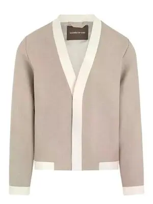 Manière De Voir Clovis Contrast-placket Tailored Cardigan - Neutrals