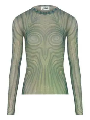 Jean Paul Gaultier Spiral Printed Top - Green