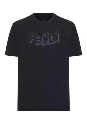 Fendi Graphic-embroidered T-shirt - Black