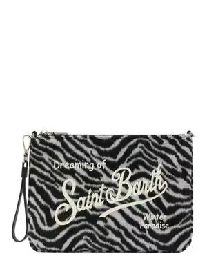 MC2 SAINT BARTH Zebra-print Clutch - Black