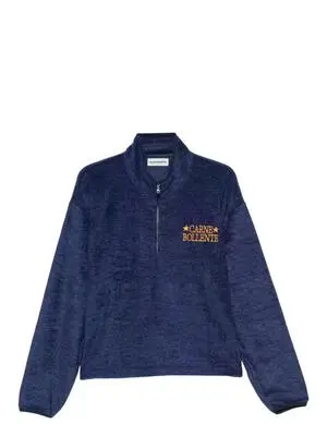 CARNE BOLLENTE Quarter-zip Fleece Sweater - Blue