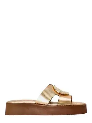 KOTRIS SANDALS Metallic-embellished Platform Sandals - Gold
