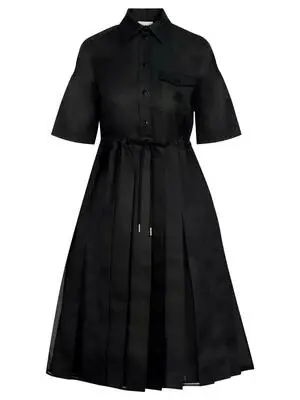 Moncler Drawstring Pleated Midi Dress - Black