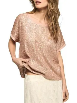 Lucky Brand Sequin T-shirt - Blush