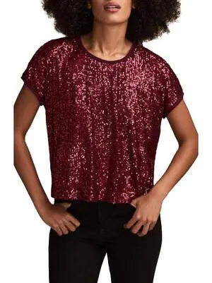 Lucky Brand Sequin T-Shirt Red Wine