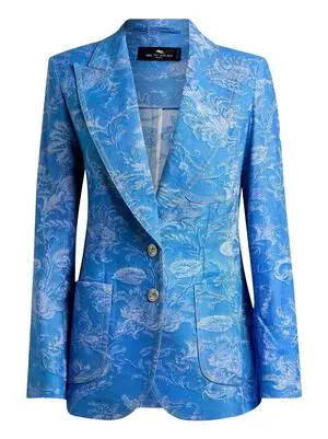 Etro Printed Brocade Jacket - Blue