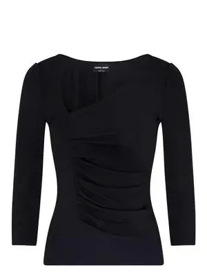 Giorgio Armani Asymmetric Ruched Top - Black