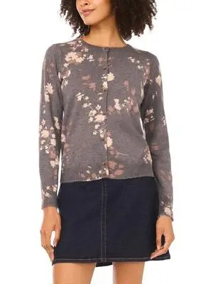 Vince Camuto Floral Print Cardigan - Swift Grey