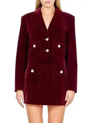 Endless Rose Jeweled Velvet Blazer - Merlot