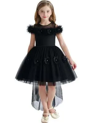 TULLEEN Feather-Trimmed Bow Dress