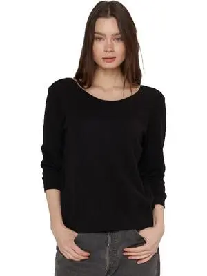 WILT CLOTHING Backless French Terry Sweatshirt - Black