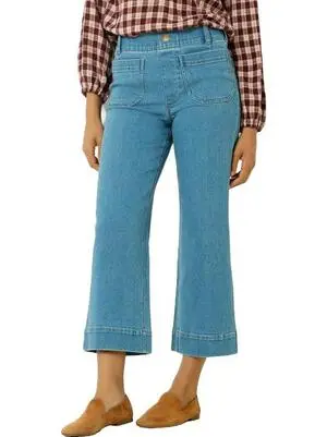 SINGLE STITCH High-Rise Cropped Wide Leg Jeans