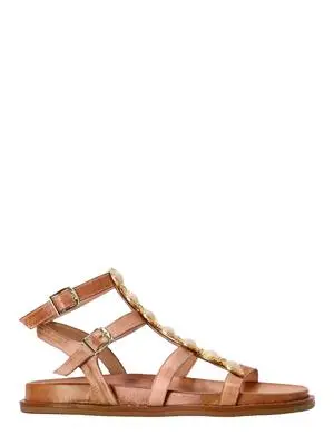 KOTRIS SANDALS Stone-embellished Buckle Sandals - Brown
