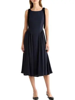 ALL IN FAVOR A-line Midi Dress - Navy