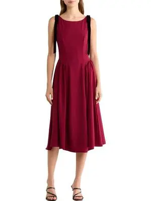 ALL IN FAVOR A-line Midi Dress - Wine Black