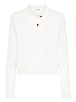 Brunello Cucinelli Cotton Long-sleeve Polo Shirt - White