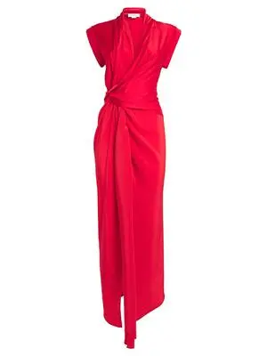 Victoria Beckham Asymmetric Twist Maxi Dress - Red