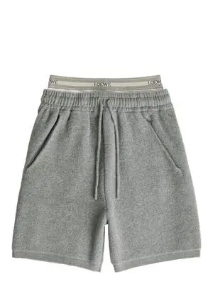 Loewe Logo-waistband Layered Wool-blend Shorts - Grey