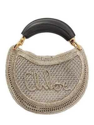 Chloé Summer Banana Leather-trimmed Metallic Crochet Tote - Silver