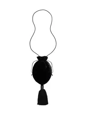 Le Sundial Lee Tasseled Velvet Pouch - Black