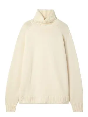 Tibi Oversized Cashmere Turtleneck Sweater - Neutrals