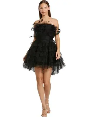 Mac Duggal Tulle Fit And Flare Dress - Black