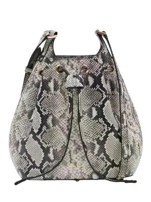 ANINE BING Mini Alana Snakeskin-print Bucket Bag - Grey