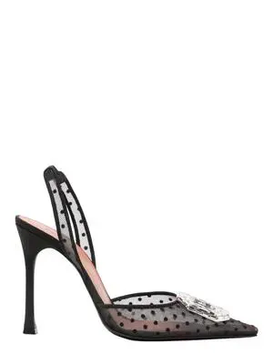 Amina Muaddi Camelia Lace Polka-dot Pumps - Black