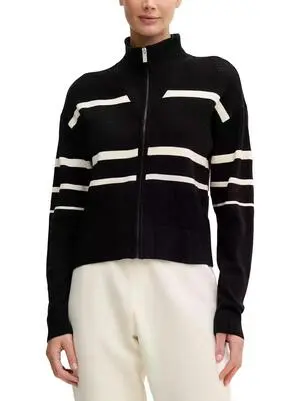 Dkny Striped Zip Cardigan Black