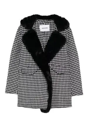 AVA ADORE Houndstooth Faux Fur Coat - Black