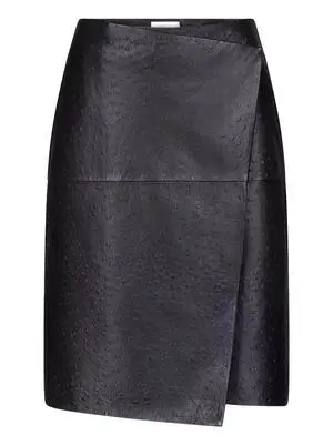 Loulou De Saison Gora Ostrich-effect Wrap Midi Skirt - Black
