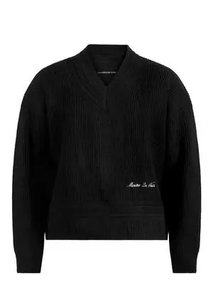 Manière De Voir Remi Knit Sweater With Logo Embroidery - Black