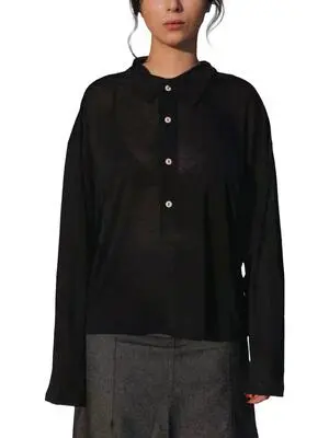 BASERANGE Seal Lyocell Polo Top - Black