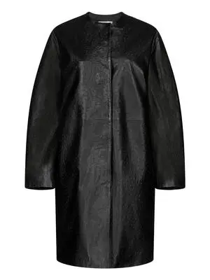Loulou De Saison Yari Single-breasted Collarless Coat - Black