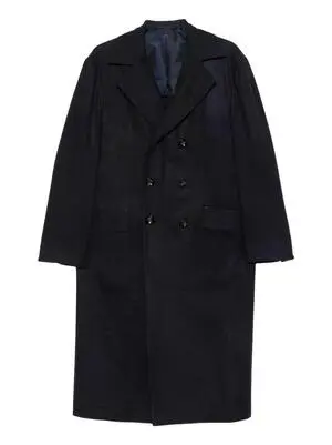 Kiton Cashmere Double-breasted Coat - Blue