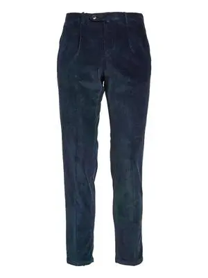 BRIGLIA 1949 Pleated-front Corduroy Trousers - Blue