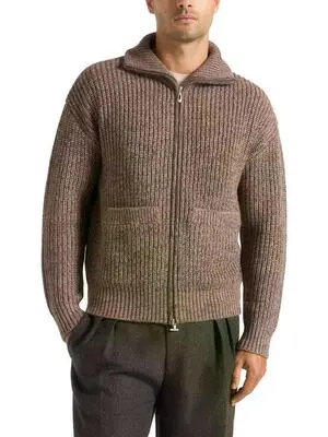 Manière De Voir Speckled Zip-up Cardigan - Brown