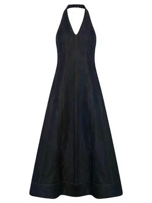 Anna Quan Elena Lace Satin Maxi Slip Dress - Ink Black Lace | Editorialist