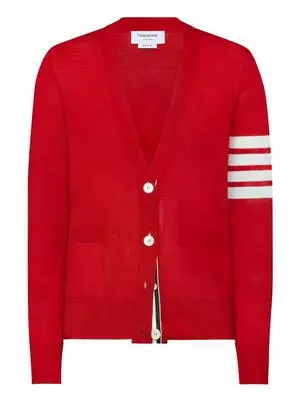Thom Browne 4-bar Fine Wool Cardigan - Red